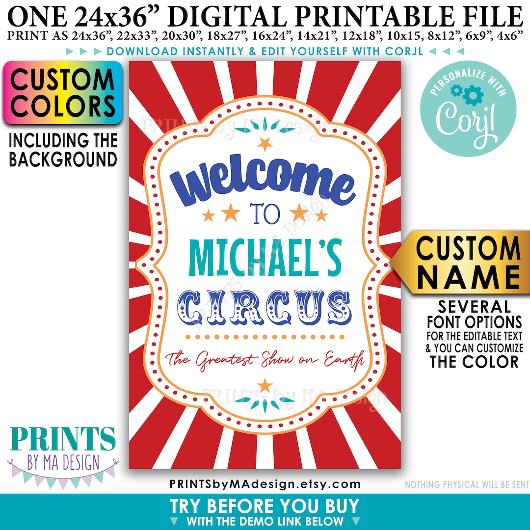Circus Welcome Sign, Welcome to the Circus Entrance Sign, Custom ...