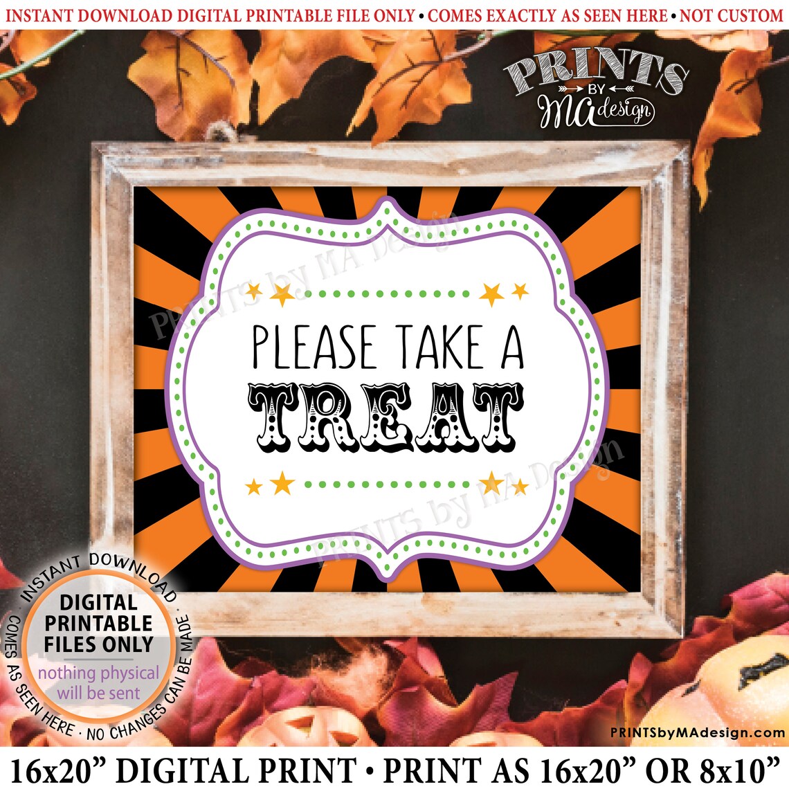 Halloween Carnival Take a Treat Sign Carnival Treats Candy | Etsy