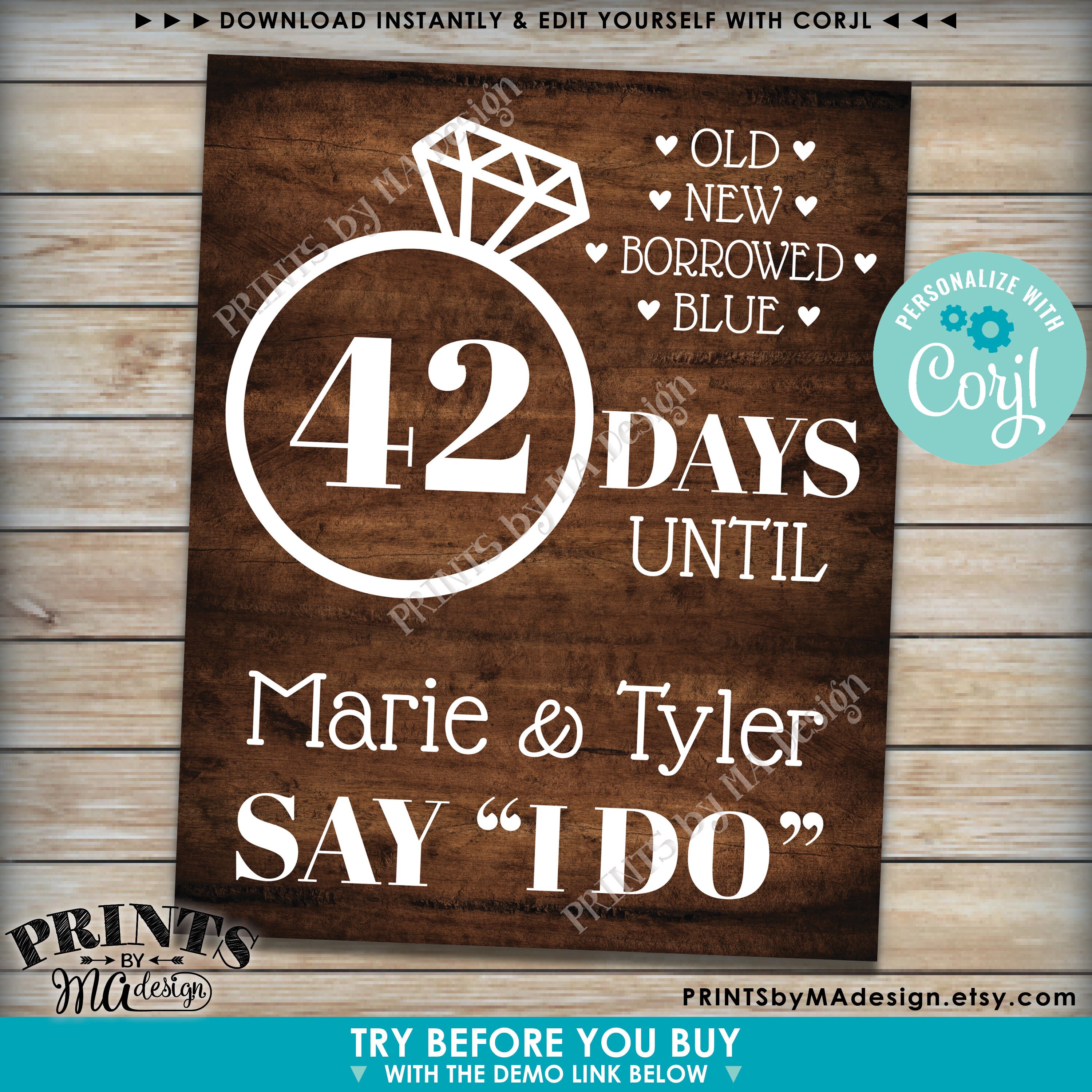Wedding Countdown Sign Days Until They Say I Do Engagement Party Wedding Countdown Sign Days Until They Say I Do Engagement Party