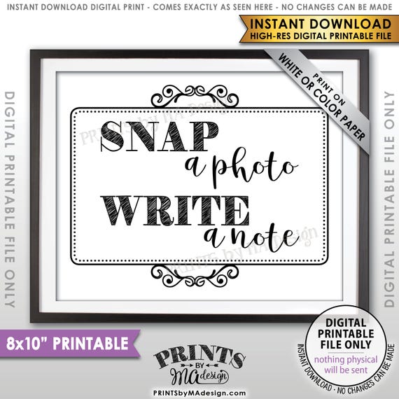Snap a Photo and Write a Note Sign Take a Photo Guestbook | Etsy