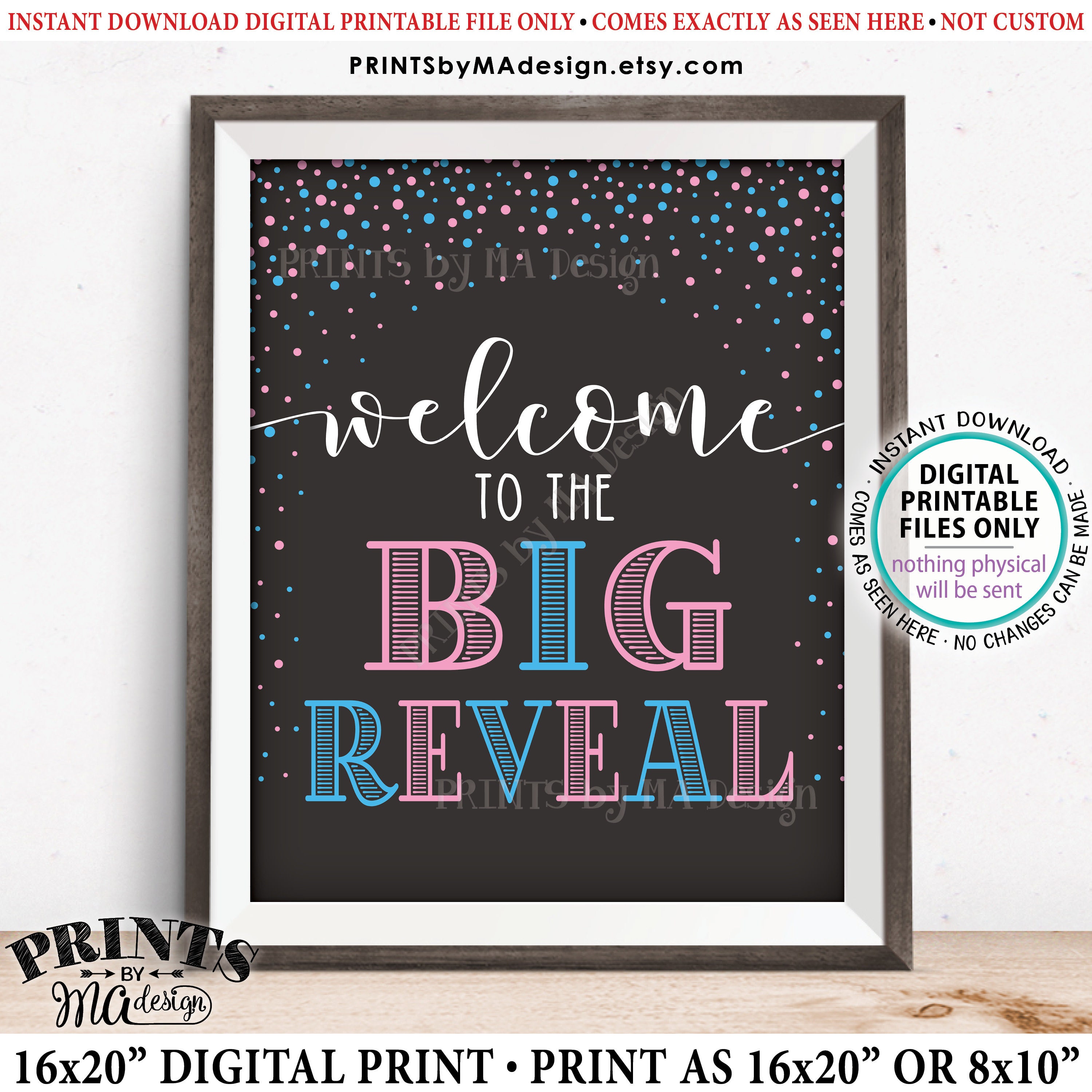Welcome To The Big Reveal Sign Gender Reveal Party Sign Printable