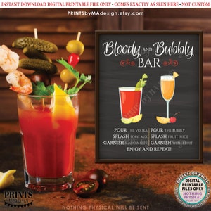 Bloody and Bubbly Bar Sign, Mimosas & Bloody Marys Drinks Menu ...