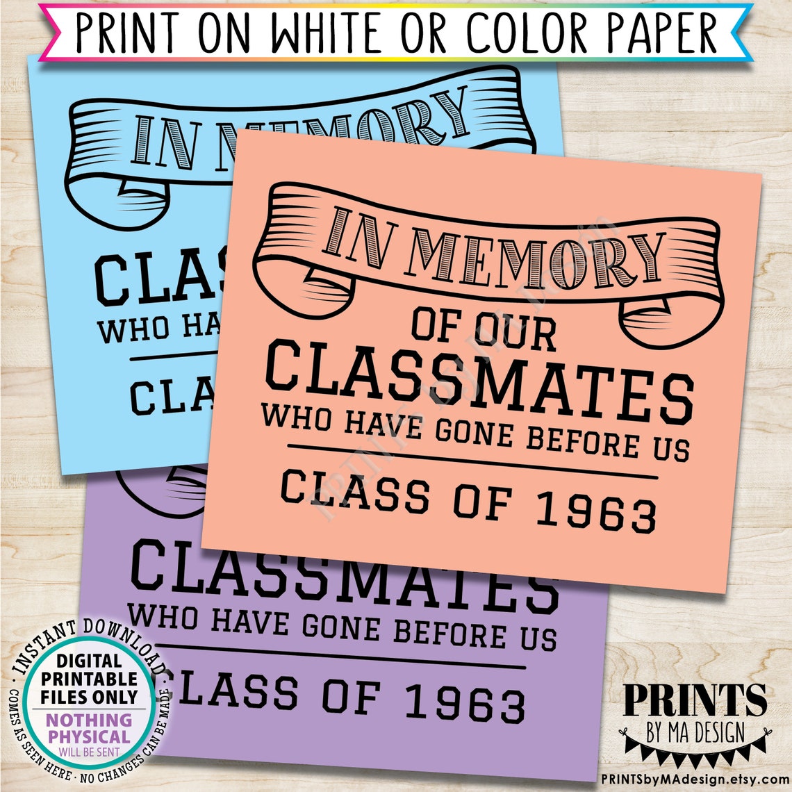 Class of 1963 Reunion Memorial in Memory of the Classmates - Etsy