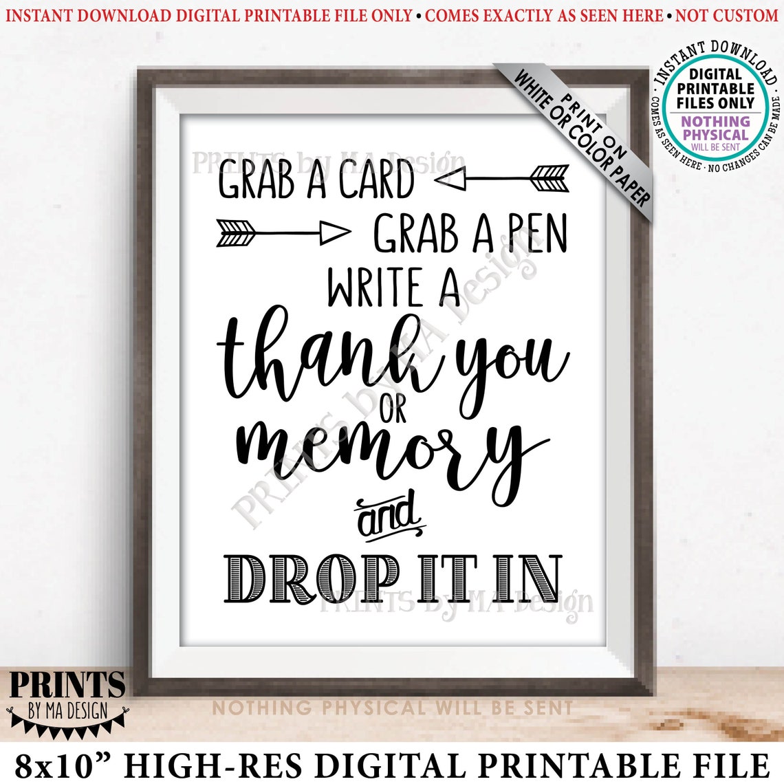 Grab a Card Grab a Pen Write a Thank You or Memory and Drop It In ...