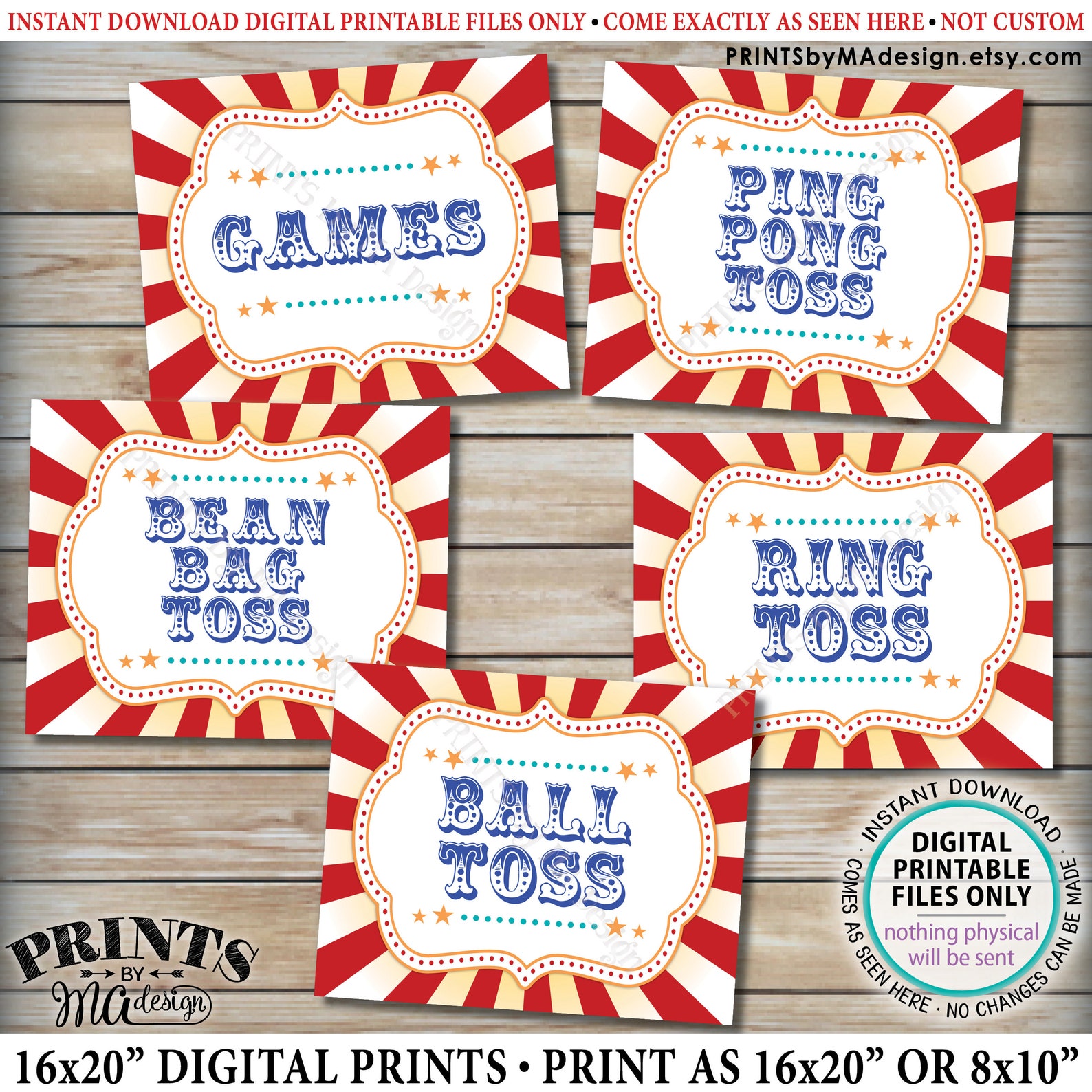 Carnival Signs, Carnival Toss Games Budle Pack, Ring Toss, Ball Toss ...