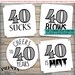 40th Birthday Party Candy Signs, Candy Bar, 40 Sucks Blows Rocks, Kiss ...