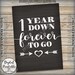 1 Year Down Forever to Go Wedding Anniversary Gift, Wedding Gift, 1st ...