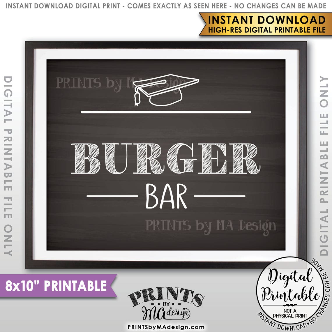 Burger Bar Sign Burger Sign Graduation Party Decorations - Etsy