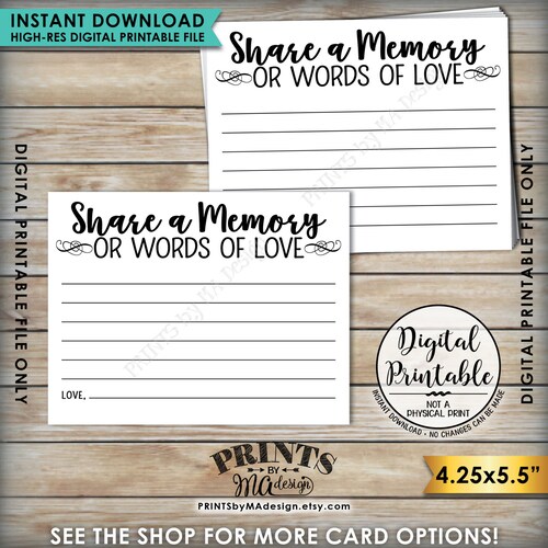 Share a Memory Card Share Memories Write a Memory Please - Etsy