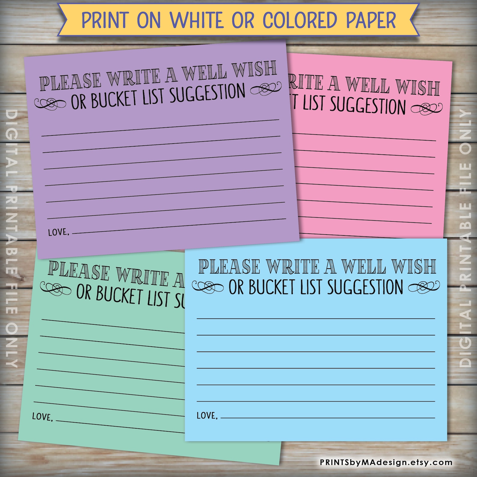 Well Wish Card, Bucket List Ideas, Please Write a Well Wish or Bucket ...