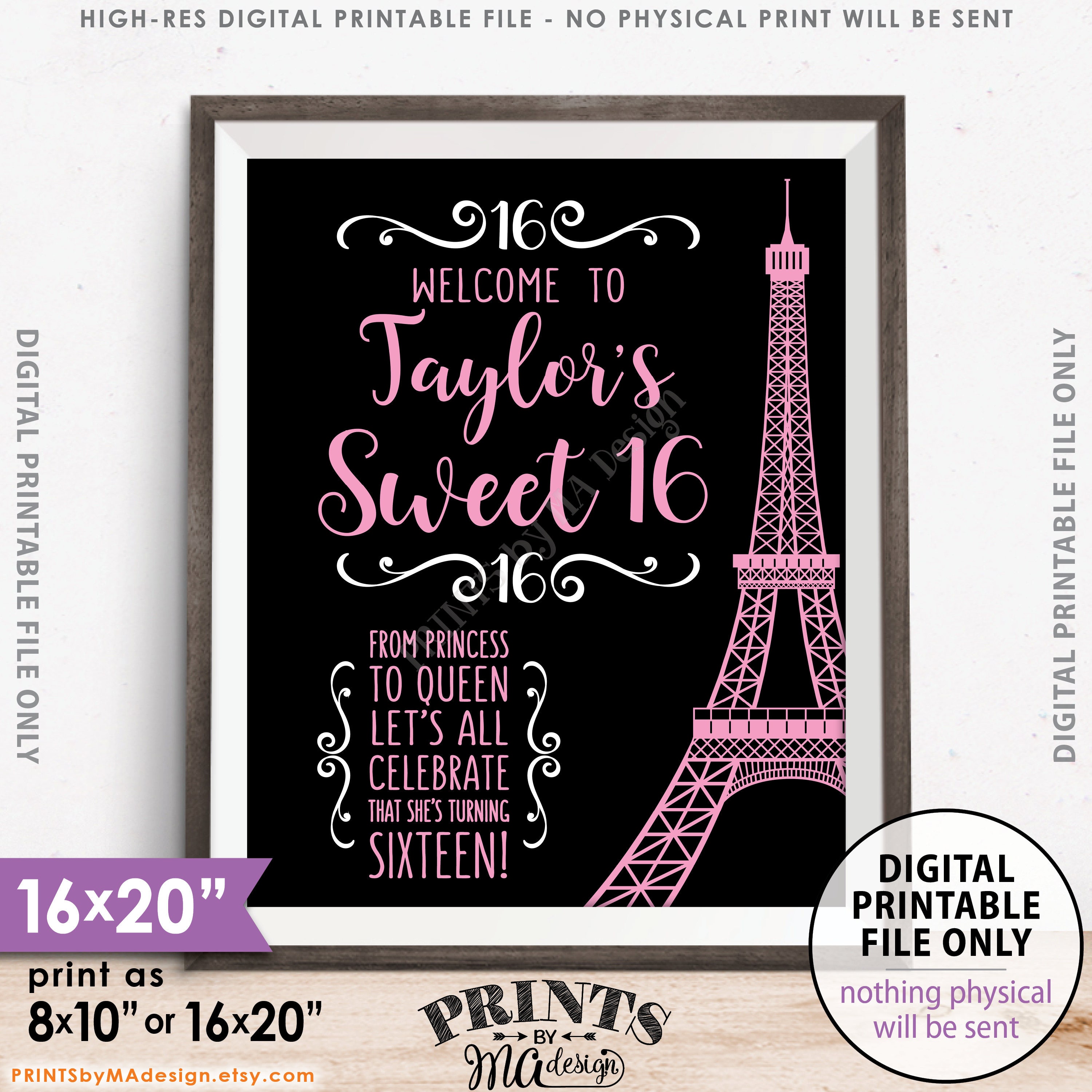 Sweet 16 Sign, Sweet Sixteen Welcome Sign, Sixteenth Birthday, 16th B ...