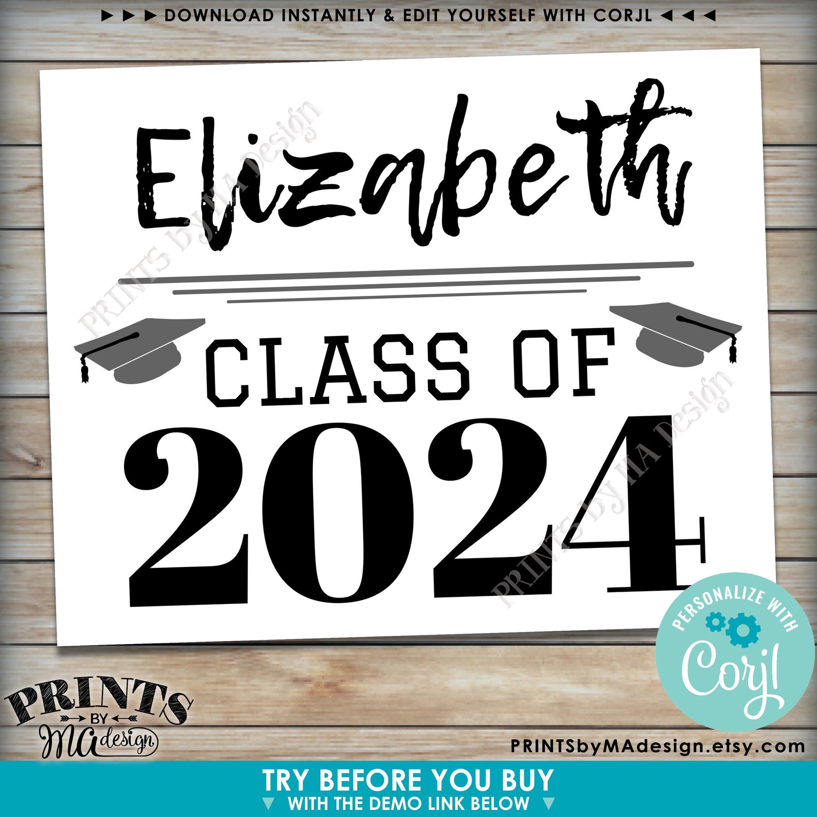 Class of Sign High School or College Grad Custom PRINTABLE - Etsy