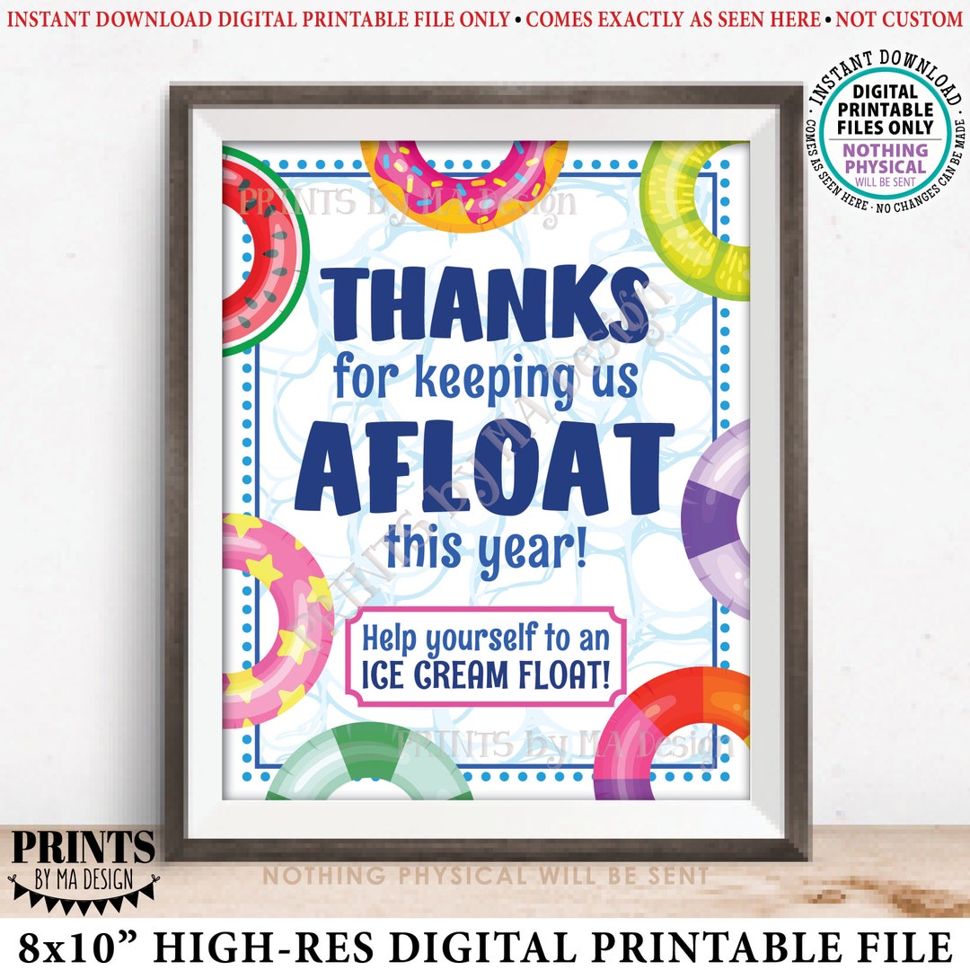 Ice Cream Float Teacher Appreciation Sign, Thank You for Keeping Us ...