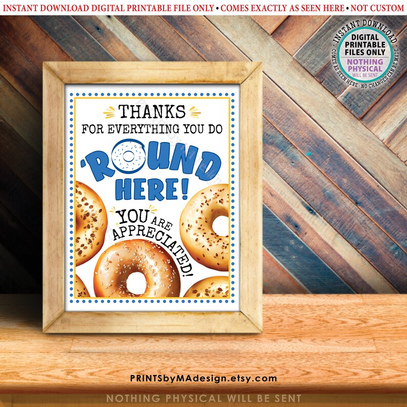 Bagel Teacher Appreciation Sign Thanks for Everything You Do - Etsy