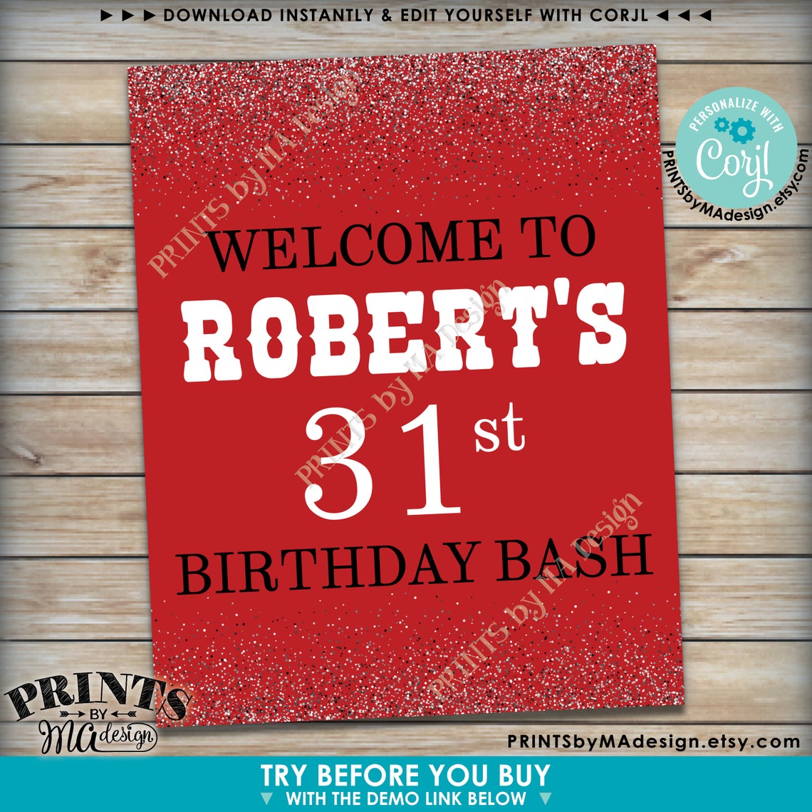 Editable Birthday Bash Sign Welcome to the Birthday Party | Etsy