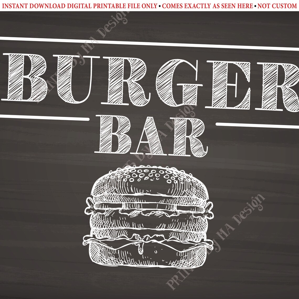 Burger Bar Sign Build a Burger Sign Sliders Graduation | Etsy