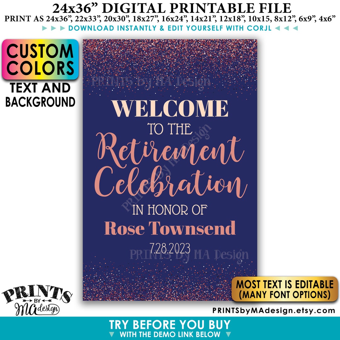 Retirement Party Sign, Welcome to the Retirement Celebration, Rose Gold ...