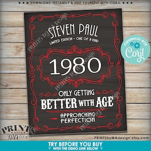 Vintage Birthday Sign, Better With Age, Custom Name/year/color ...