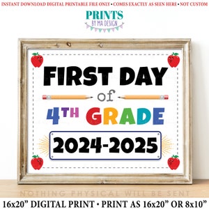 First Day of School Sign, Fourth Grader, Starting 4th Grade, 2024-2025 ...