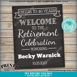 Cheers to Retirement Party Sign, Welcome to the Retirement Celebration ...
