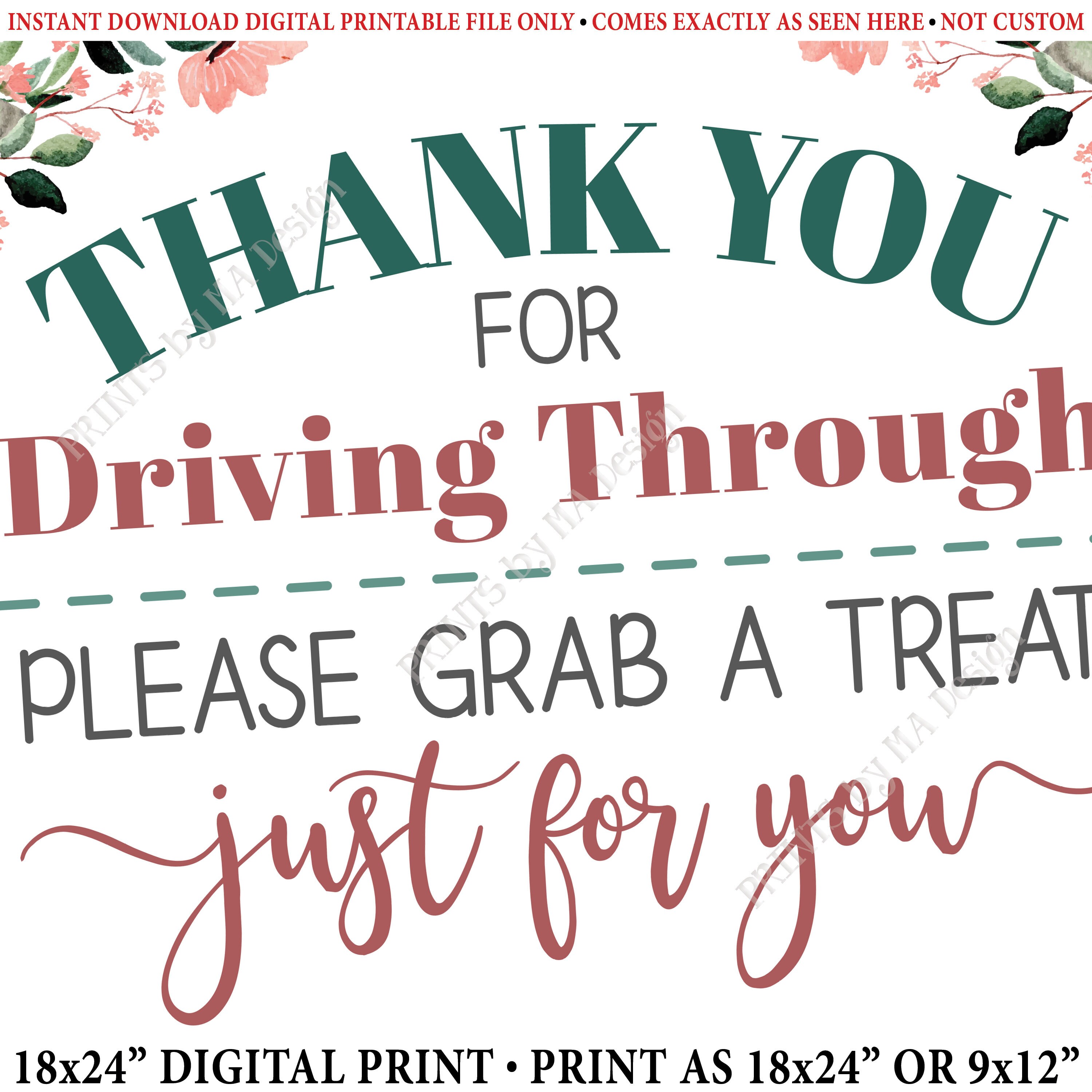 Thank You for Driving By Please Grab a Treat Drive-By Event | Etsy