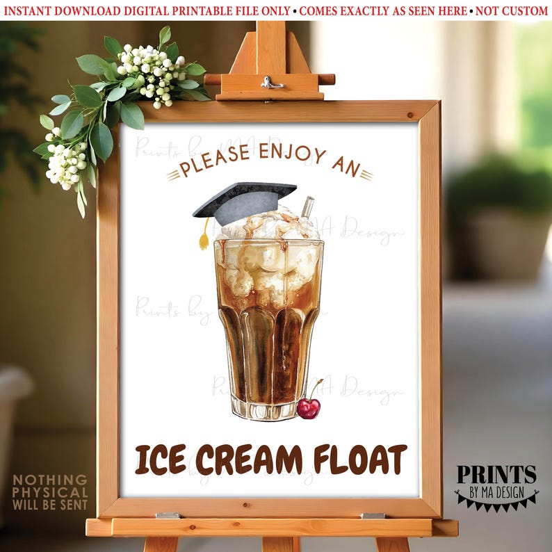 Ice Cream Float Sign for Graduation, Please Enjoy an Ice Cream Treat ...