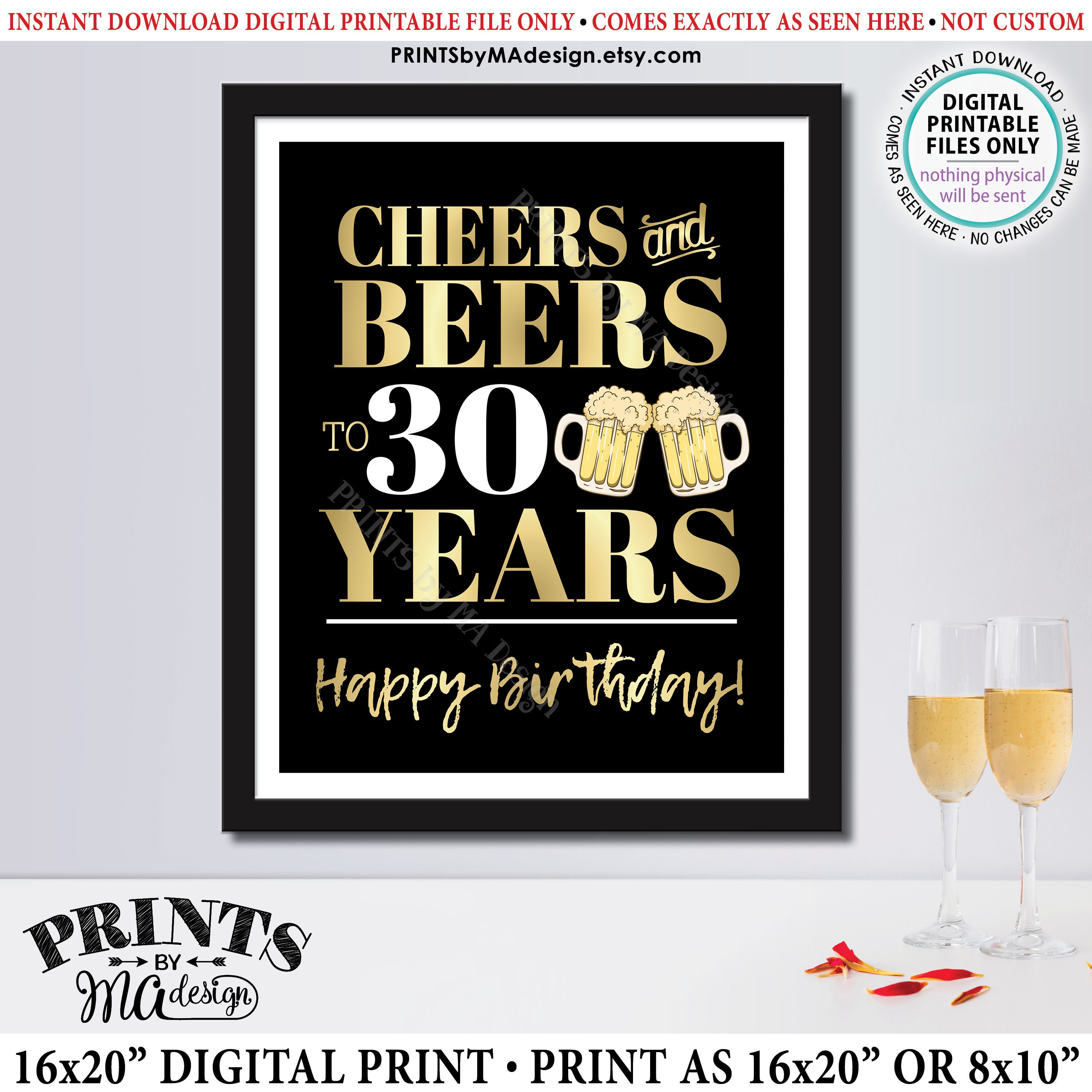 Cheers And Beers To 30 Years 30th B Day Party Decor Thirtieth