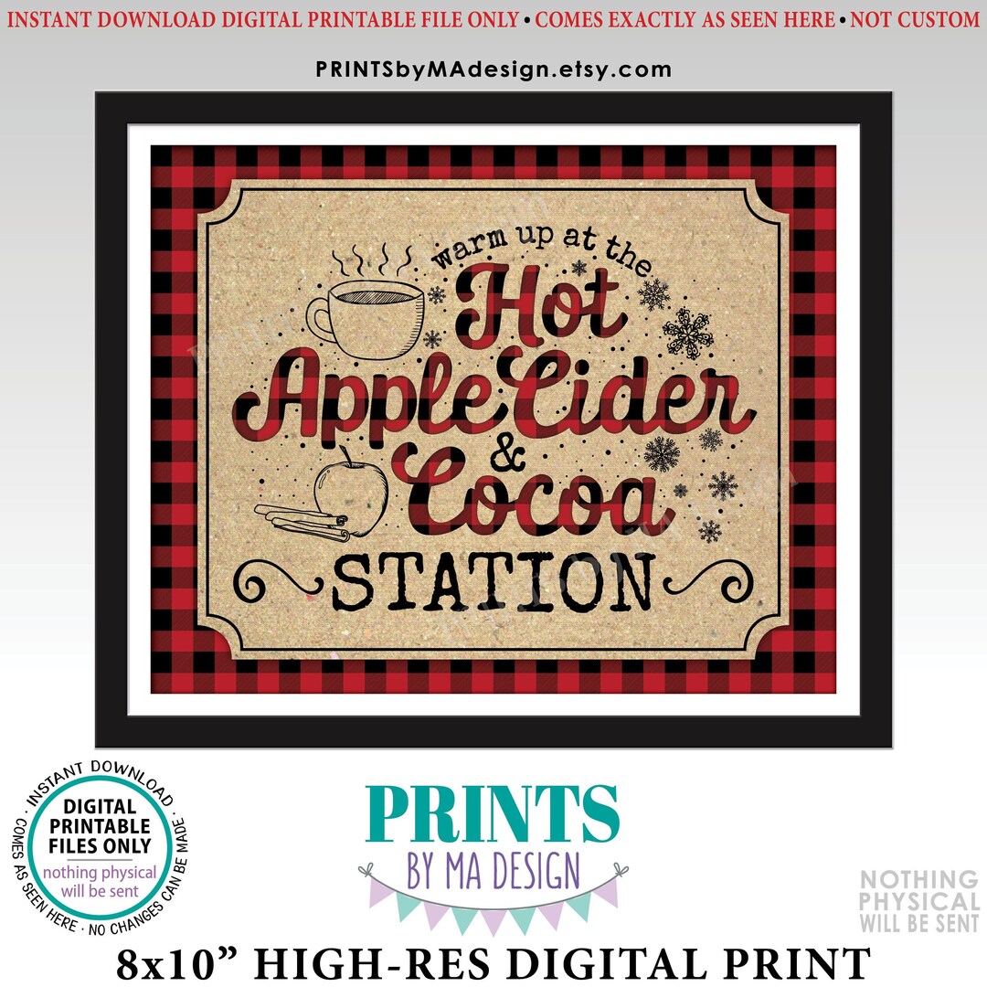Hot Apple Cider and Cocoa Sign, Warm up at the Hot Beverage Station ...