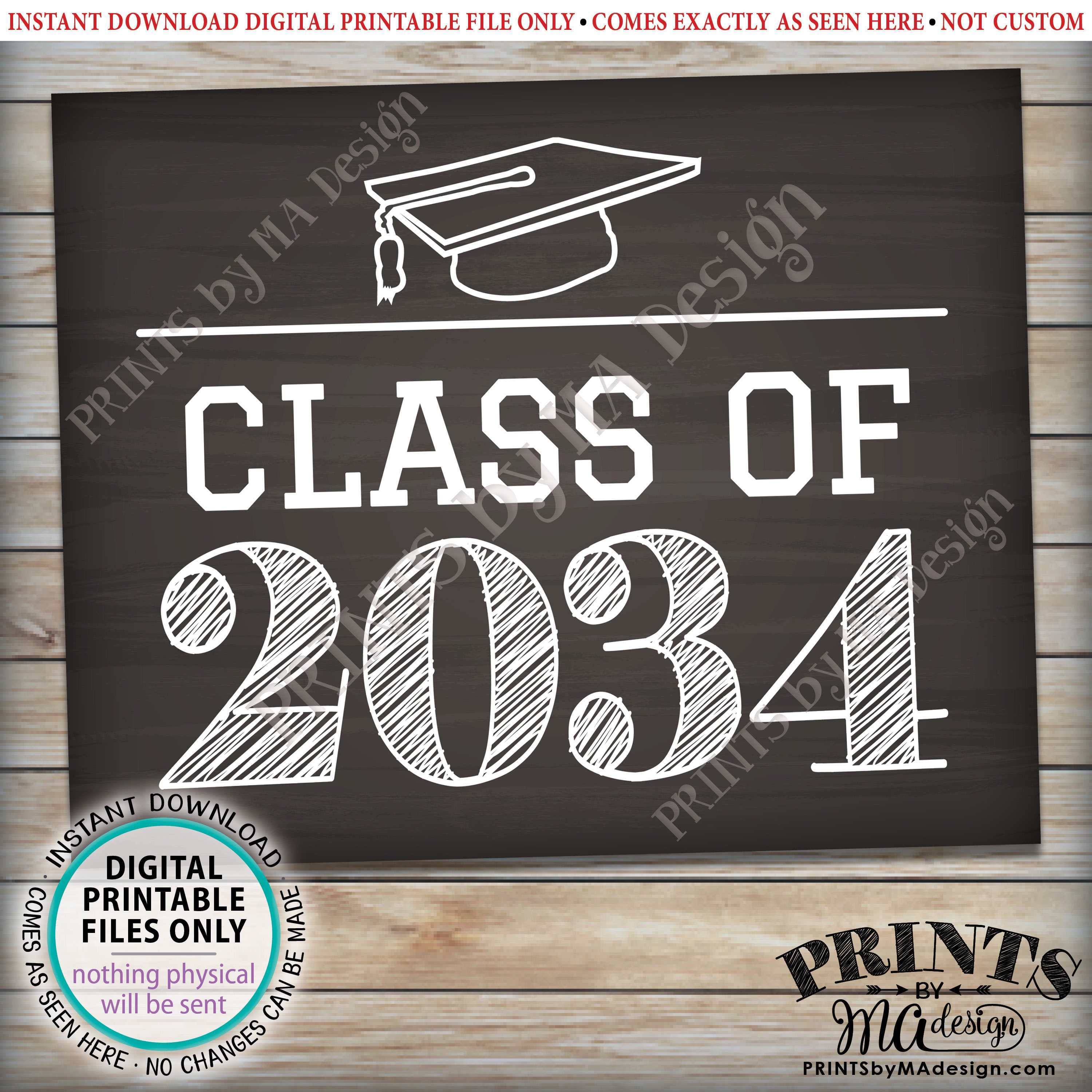 Class Of 2034 Sign High School Graduation In 2034 PRINTABLE 8x10 