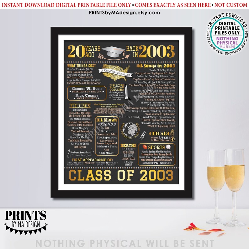 20th High School Reunion Decoration Class of 2003 Graduated - Etsy