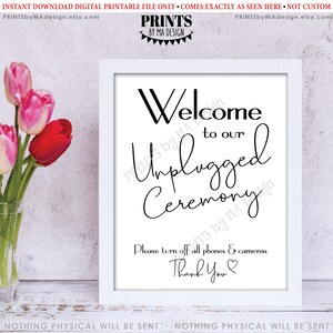 Unplugged Wedding Sign, Unplugged Ceremony, Please No Phones or Cameras ...