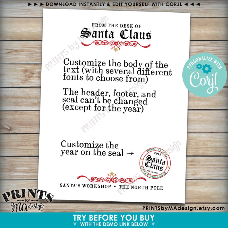 Letter From Santa Claus, Custom Santa Letter Template, Customize One ...