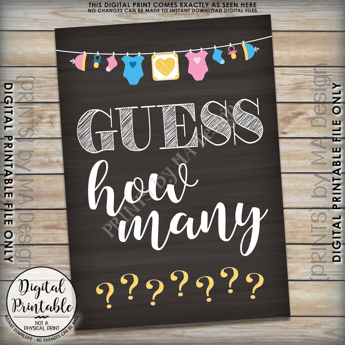 Guess How Many Sign Guess the Number Baby Shower Game - Etsy