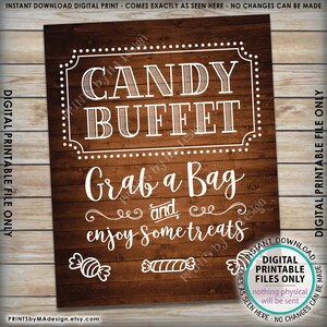 Candy Buffet Sign, Grab a Bag & Enjoy Some Treats Sign, Candy Bar ...