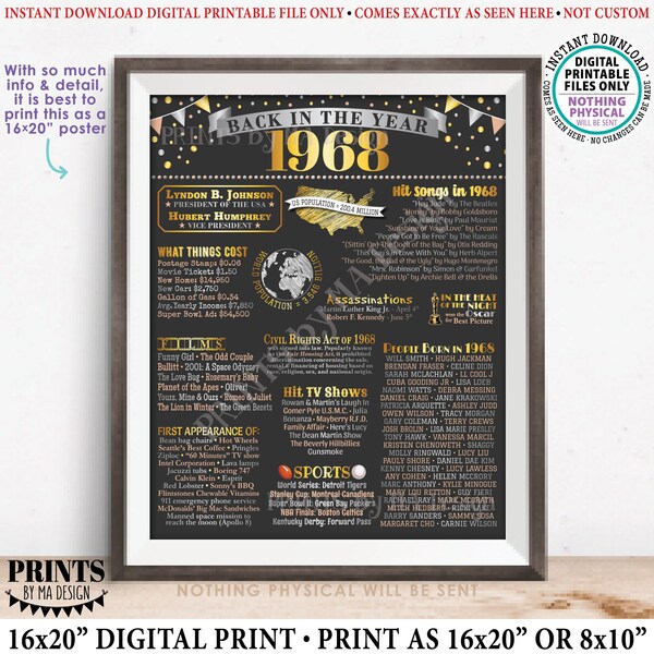 1968 the Year - Etsy