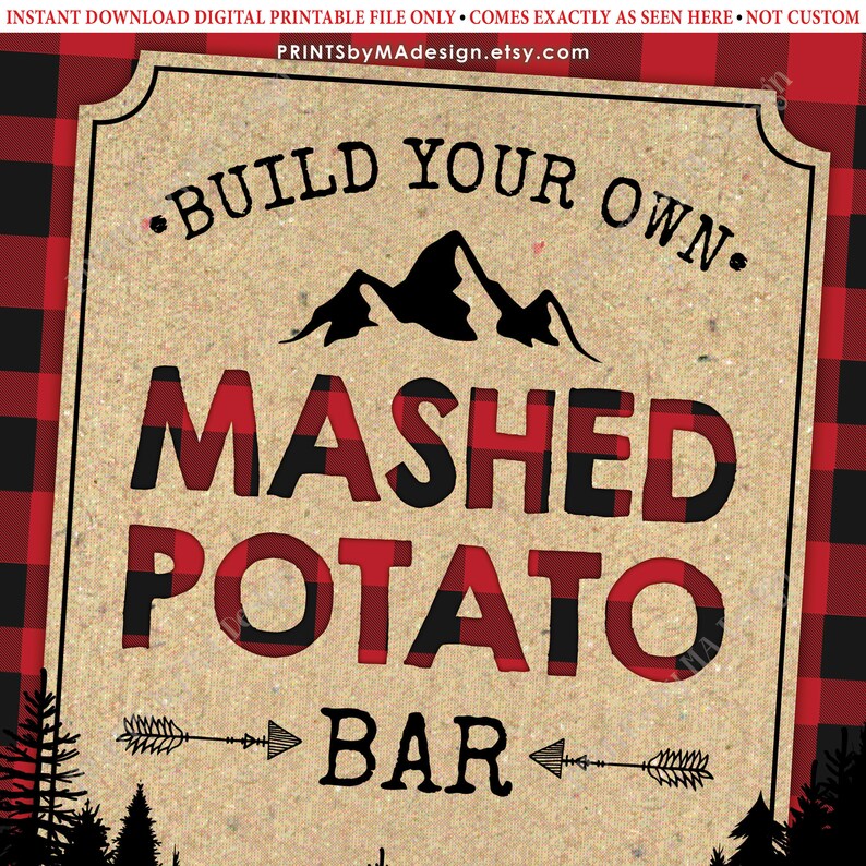Mashed Potato Bar Sign Build Your Own Mashed Potatoes Sign - Etsy