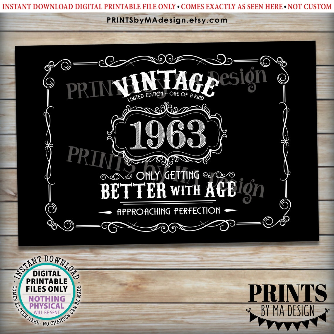 1963 Birthday Sign Vintage Better With Age Poster Whiskey - Etsy