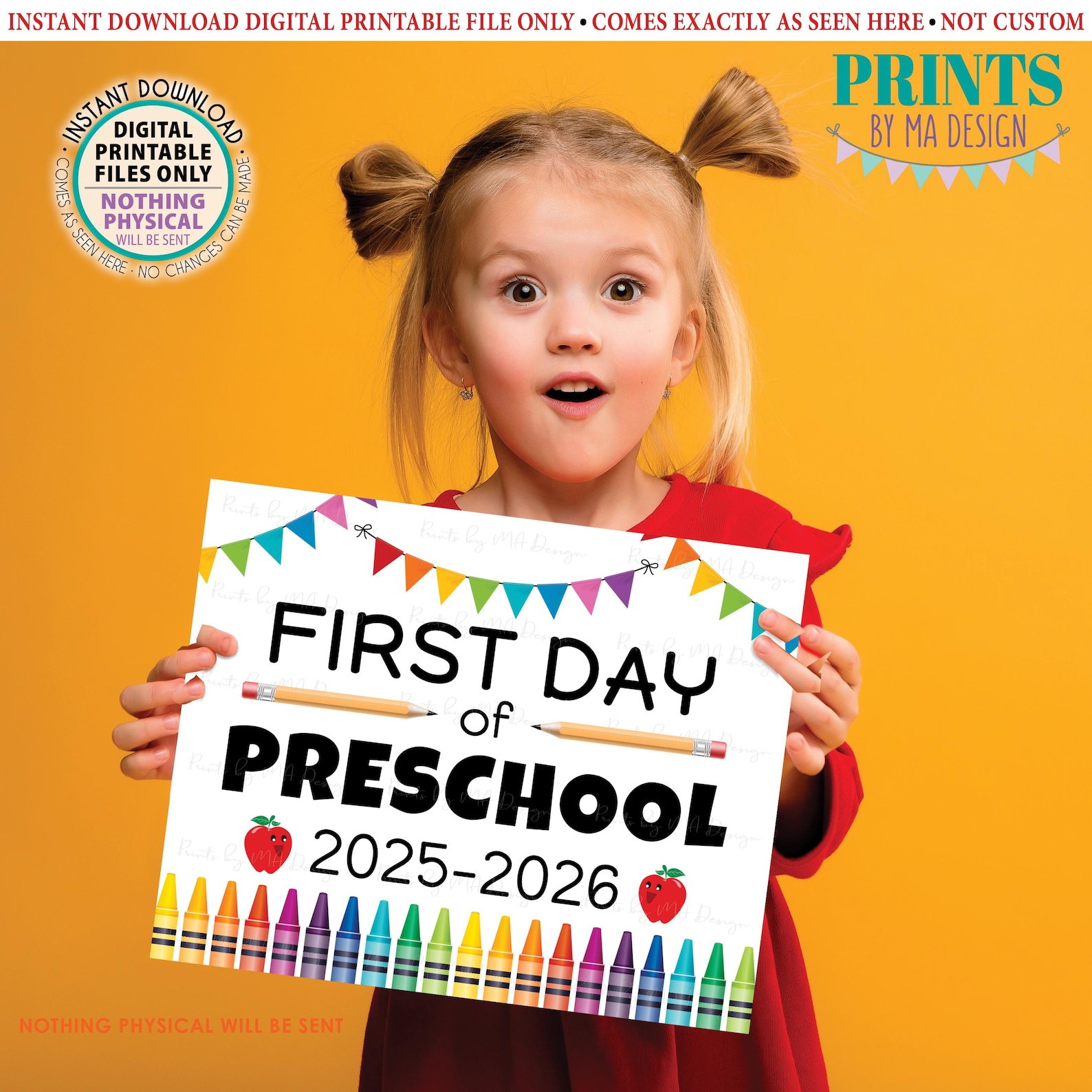 First Day of School Sign, Preschooler Starting Preschool, Pre-k, 2025 ...