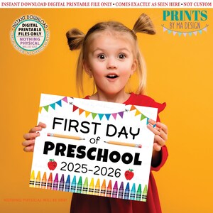First Day of School Sign, Preschooler Starting Preschool, Pre-k, 2025 ...
