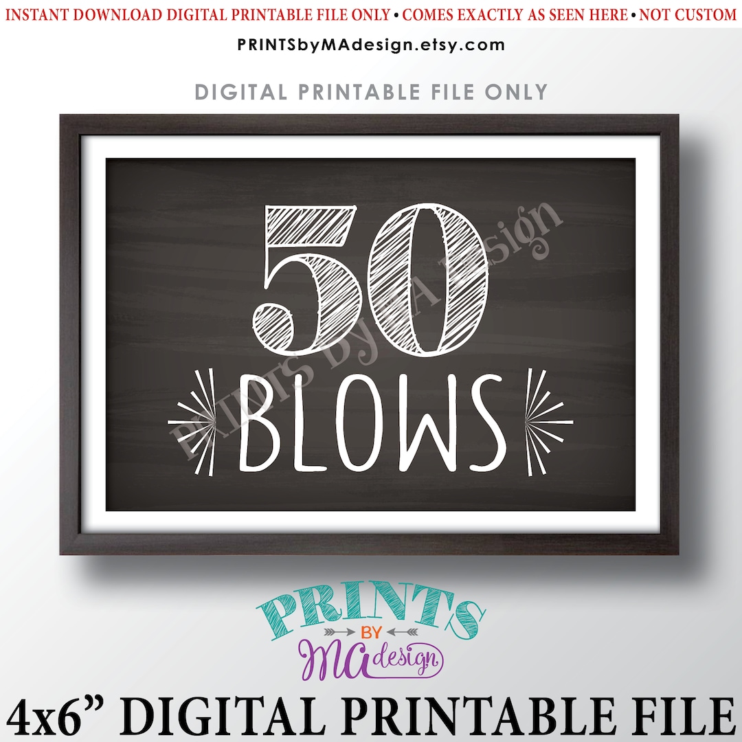 50th Birthday Sign, 50 Blows Bubble Gum, Funny 50th Candy Bar, Fiftieth ...