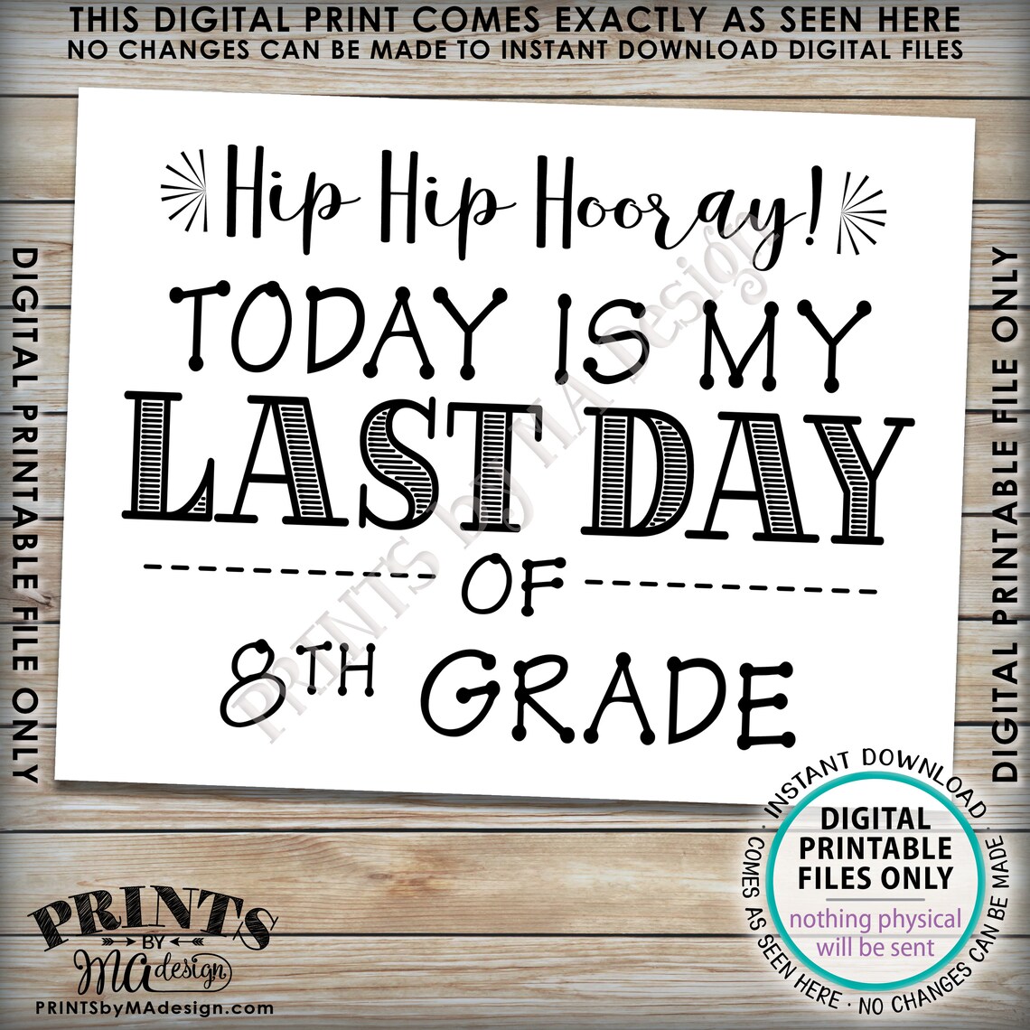 SALE! Last Day of School Sign, Last Day of 8th Grade Sign, School's Out ...