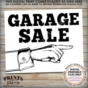 Garage Sale Signs, Garage Sale This Way, Yard Sale, Two PRINTABLE 8x10 ...