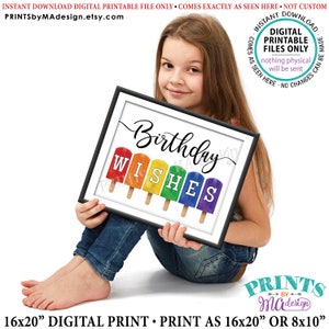 Birthday Wishes Sign, Ice Pops Frozen Dessert Birthday Party, PRINTABLE ...