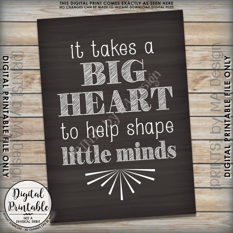It Takes a Big Heart to Shape Little Minds Teacher's - Etsy