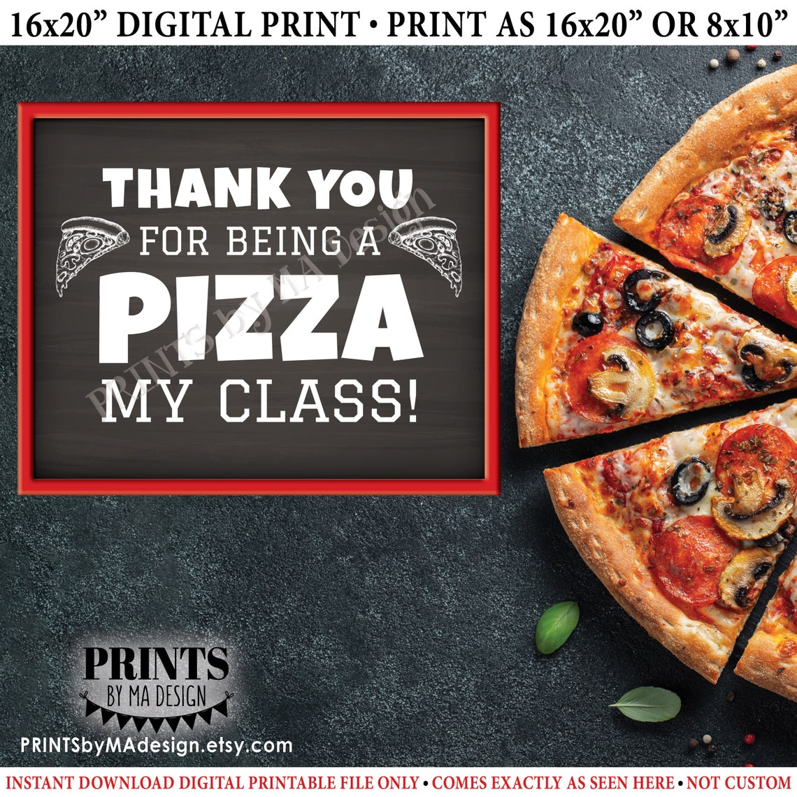 Class Party Pizza Sign Thank You for Being a Pizza My Class - Etsy