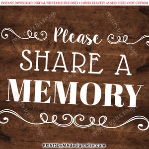 Share a Memory Sign, Please Write a Memory, Share Memories, PRINTABLE ...
