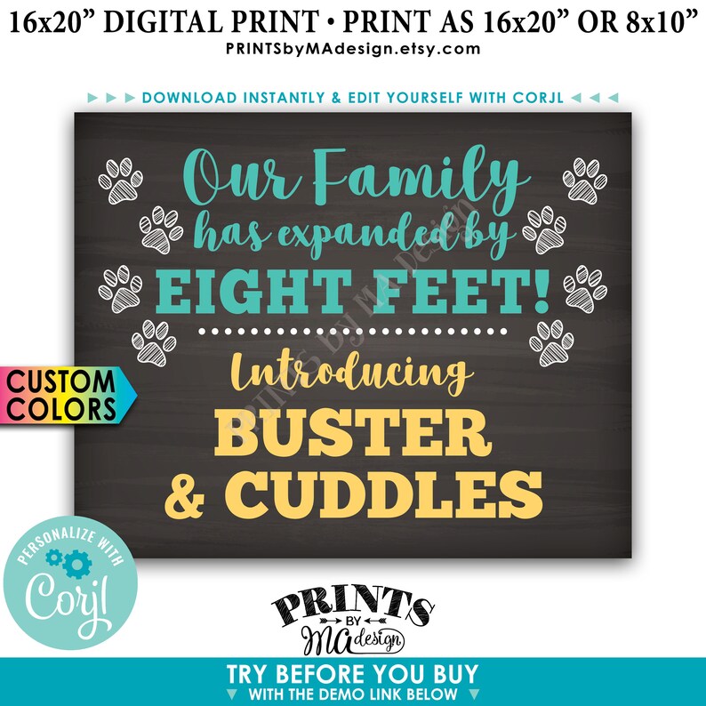 Introducing Our New Pets Sign Our Family has Expanded by | Etsy