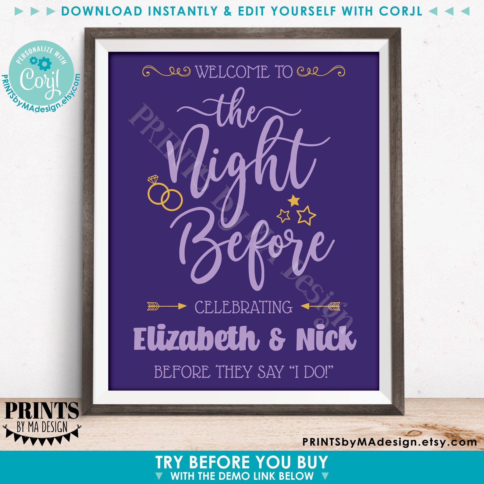 Welcome to the Night Before Editable Rehearsal Dinner Sign - Etsy Australia