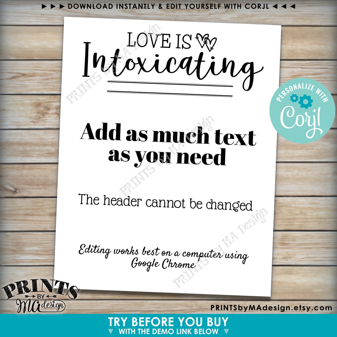 Bar Menu Sign Love is Intoxicating Wedding Reception Drinks | Etsy Bar Menu Sign Love is Intoxicating Wedding Reception Drinks | Etsy