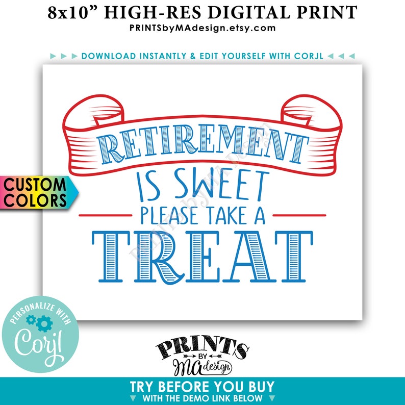 Retirement Party Sign Retirement is Sweet Please Take a - Etsy
